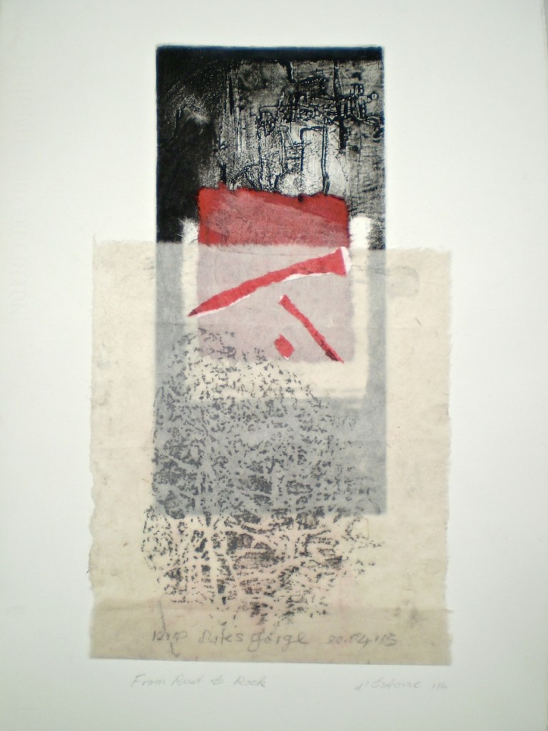 Abstract Landscape Etching (intaglio, chine-colle, collage) ‘Triptych ...